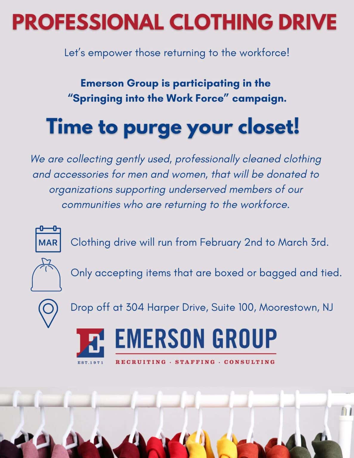 Emerson Group’s Professional Clothing Drive – February 2 to March 3 ...